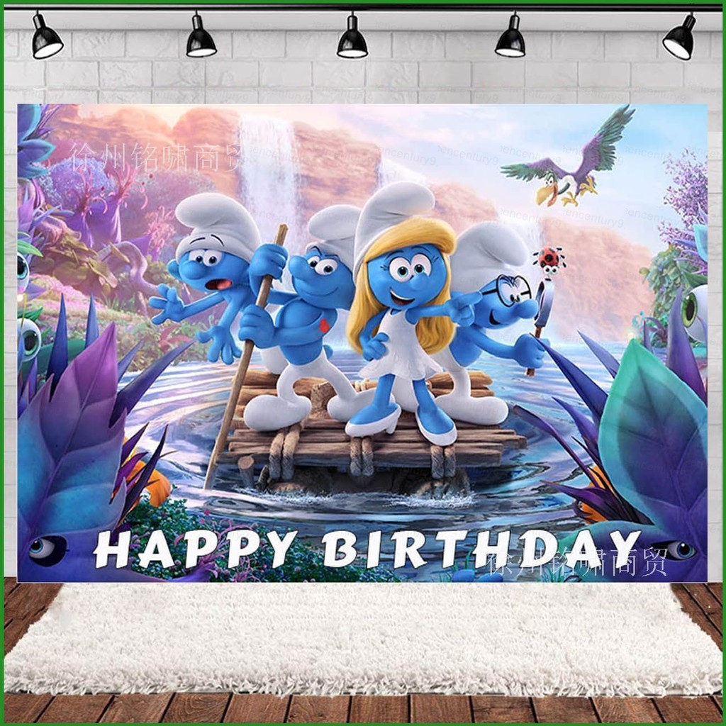 GR9 Cartoon The Smurfs Theme decoration Celebrate birthdayParty Photo ...