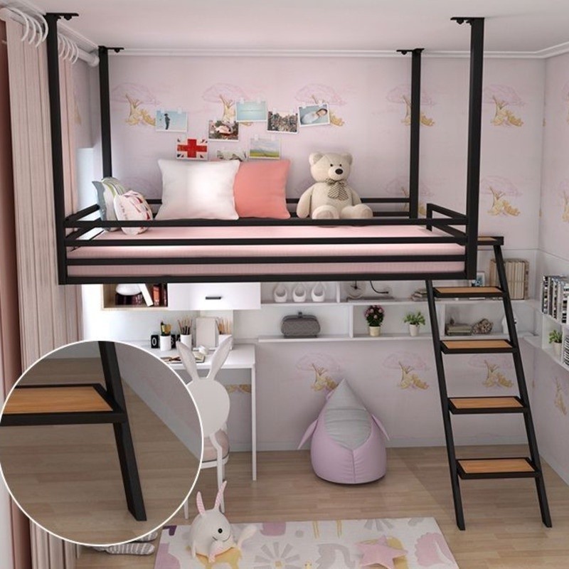 Loft Provincial Space Elevated Sheet Upper Small Apartment Iron Frame Duplex Second Floor Bed ...