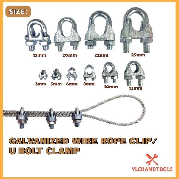GALVANIZED WIRE ROPE CLIP / U-BOLT ROPE CLAMP / U-TYPE CLAMP CLIP (3mm ...