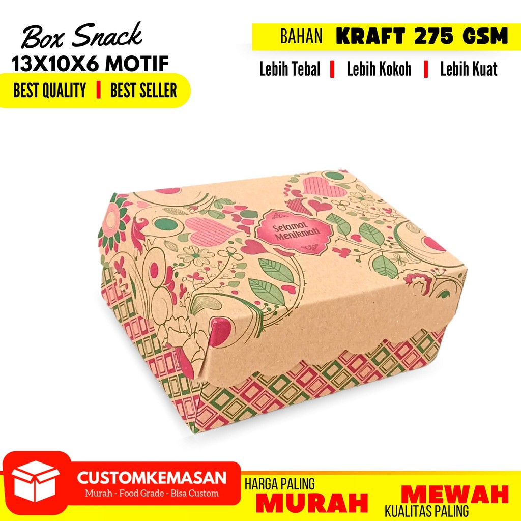 Snack Box 13x10x6 Motif Cake Box/ Fried Chicken Packaging/ Box/ Cemilan ...