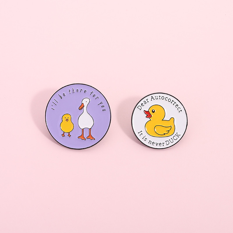 Funny Little Yellow Duck Brooch Pins Cute Duck Animal Round Brooch ...