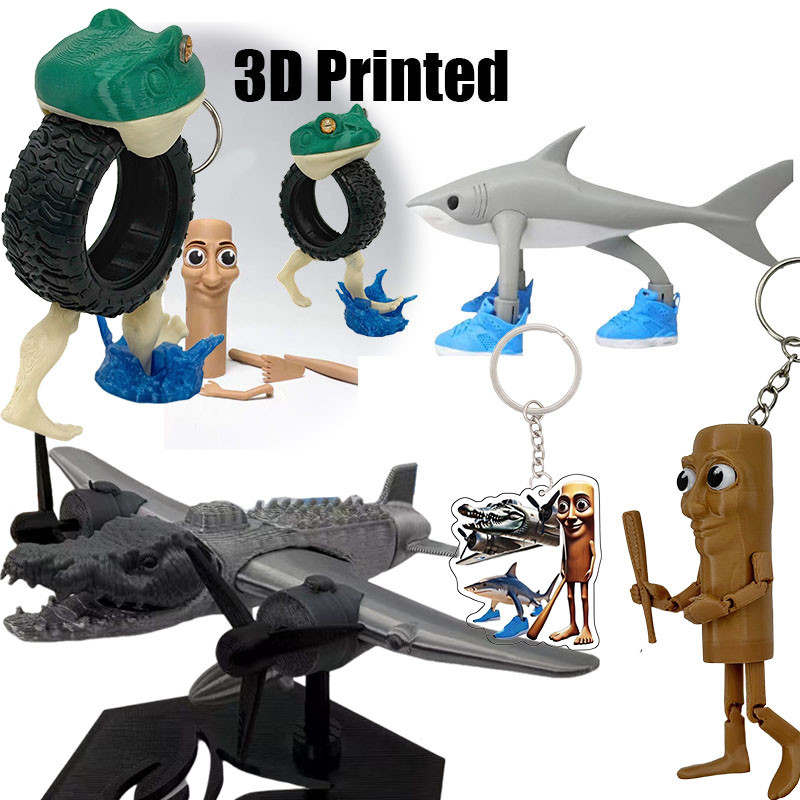 3D Printed Brainrot Toys Tung Tung Sahur Figure Frog Bombardino ...