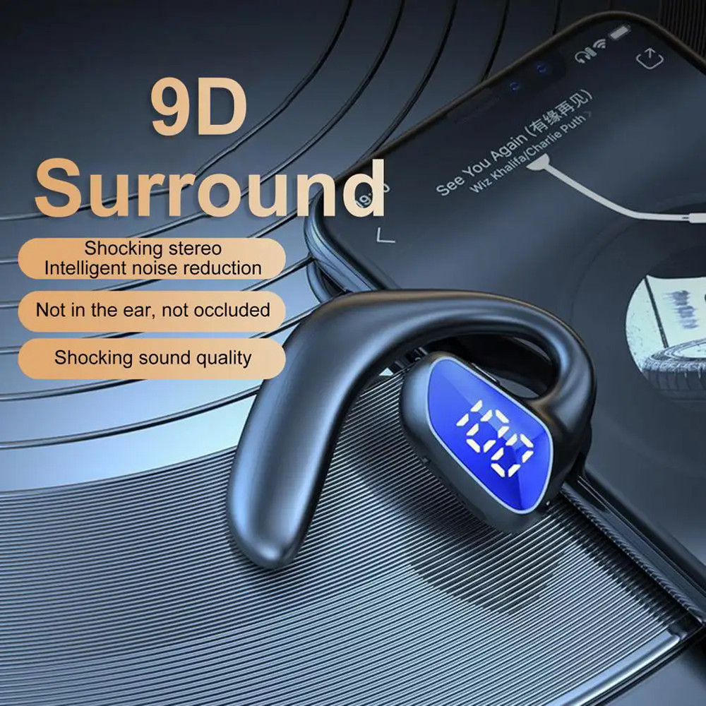 Single Ear Wireless Headphones Blutooth Handsfree Bone Conduction Ipx5 ...