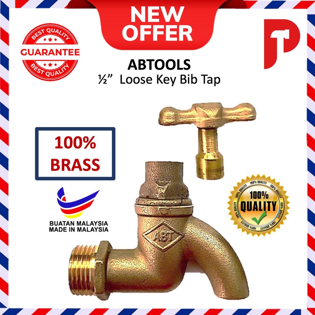 1/2” Loose Key Bib Water Pipe Tap 🔥 Ready Stocks 🔥 100% Brass Paip ...