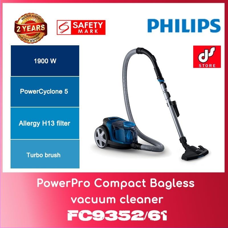 Philips FC9352/61 PowerPro Compact Bagless vacuum cleaner WITH 2 Years ...