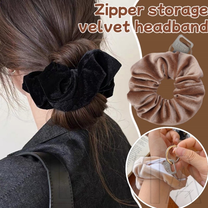 Hair Ring With Zipper - Sweet , Elastic, Velvet - Hair Accessories ...