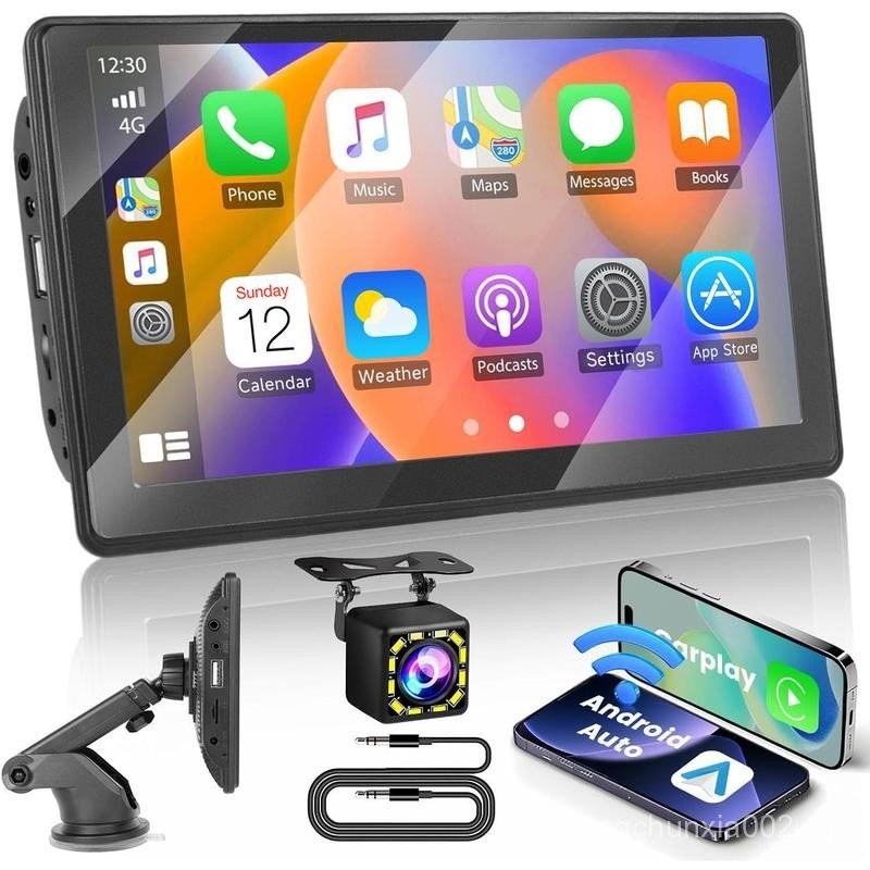 Wireless Carplay Portable Car Radio, 7 Inch Touchscreen Bluetooth Radio ...