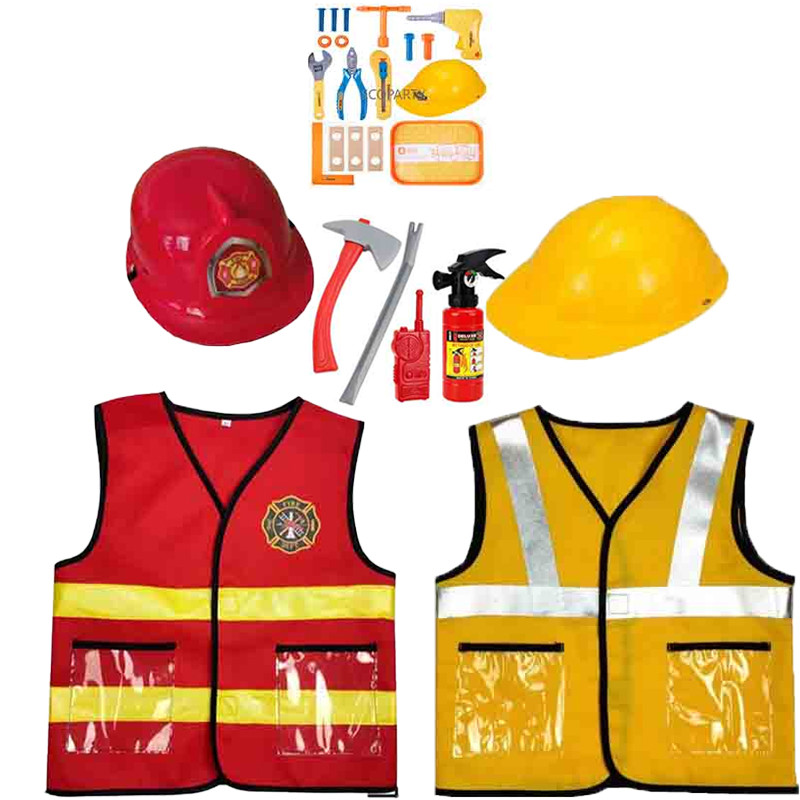 Career Construction Worker Costume for Kids Firefighter Little Fireman ...