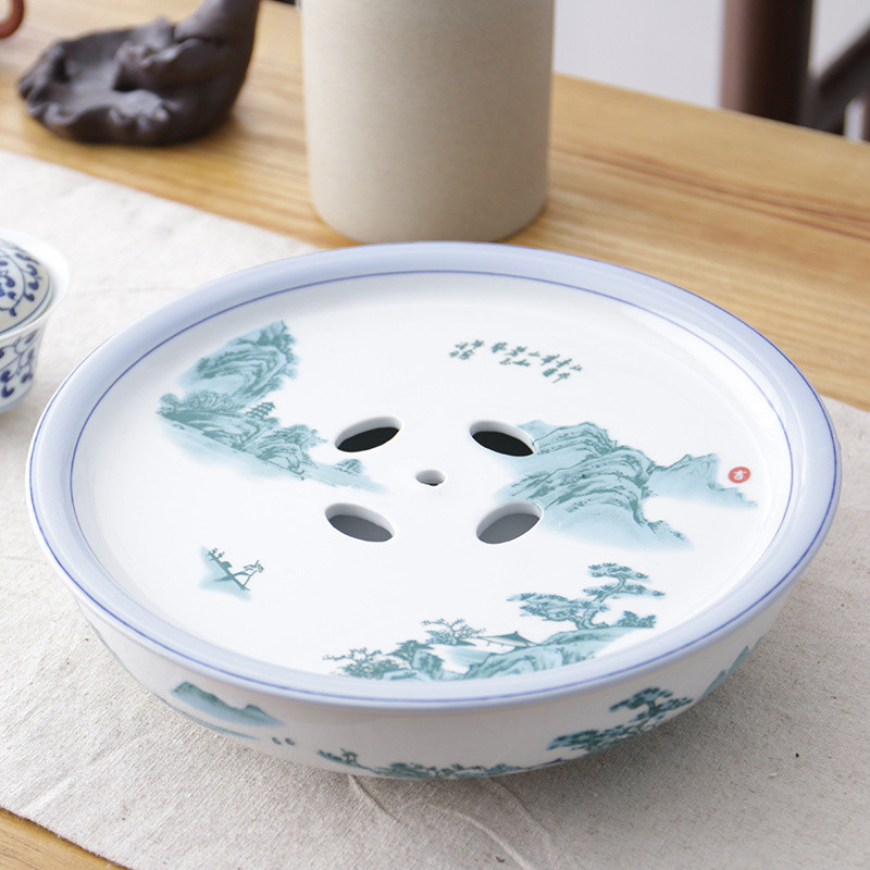 Chaoshan Porcelain Kung Fu Tea Set round Tea Tray Tea Boat Water ...