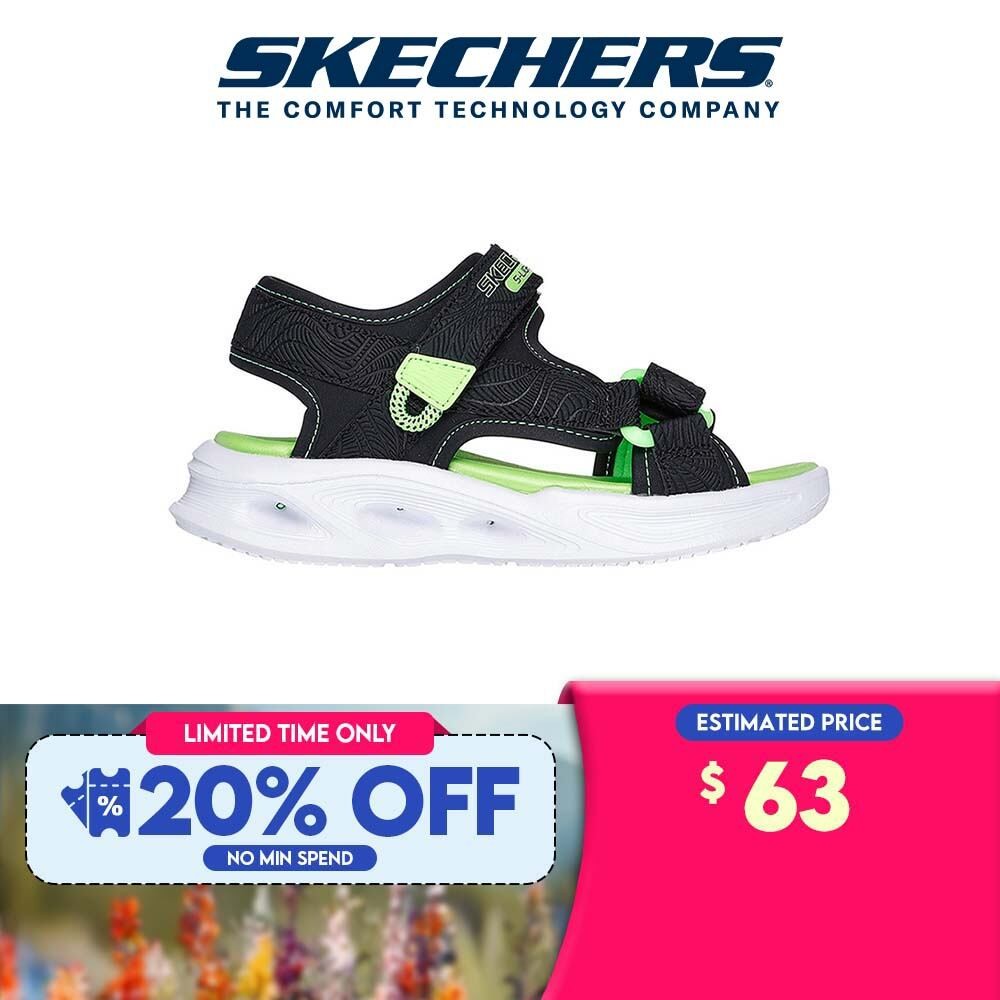 Skechers Boys S-Lights Sola Glow Sandals - 401673L-BKLM | Shopee Singapore
