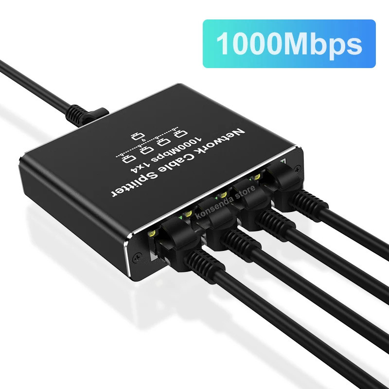 Gigabit Ethernet Splitter 1 in 2/3/4 out 1000Mbps RJ45 LAN Internet ...