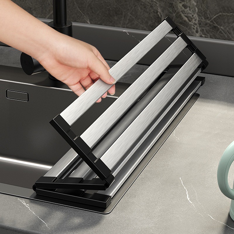 304 Stainless Steel Kitchen Sink Drain Rack Foldable Retractable Sink ...