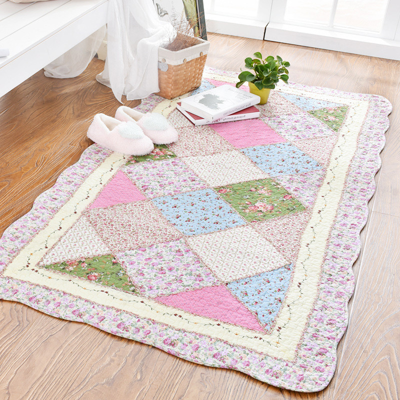 Quilted Handcraft Patchwork Cotton Mat Non-Slip Living Room Pastoral ...