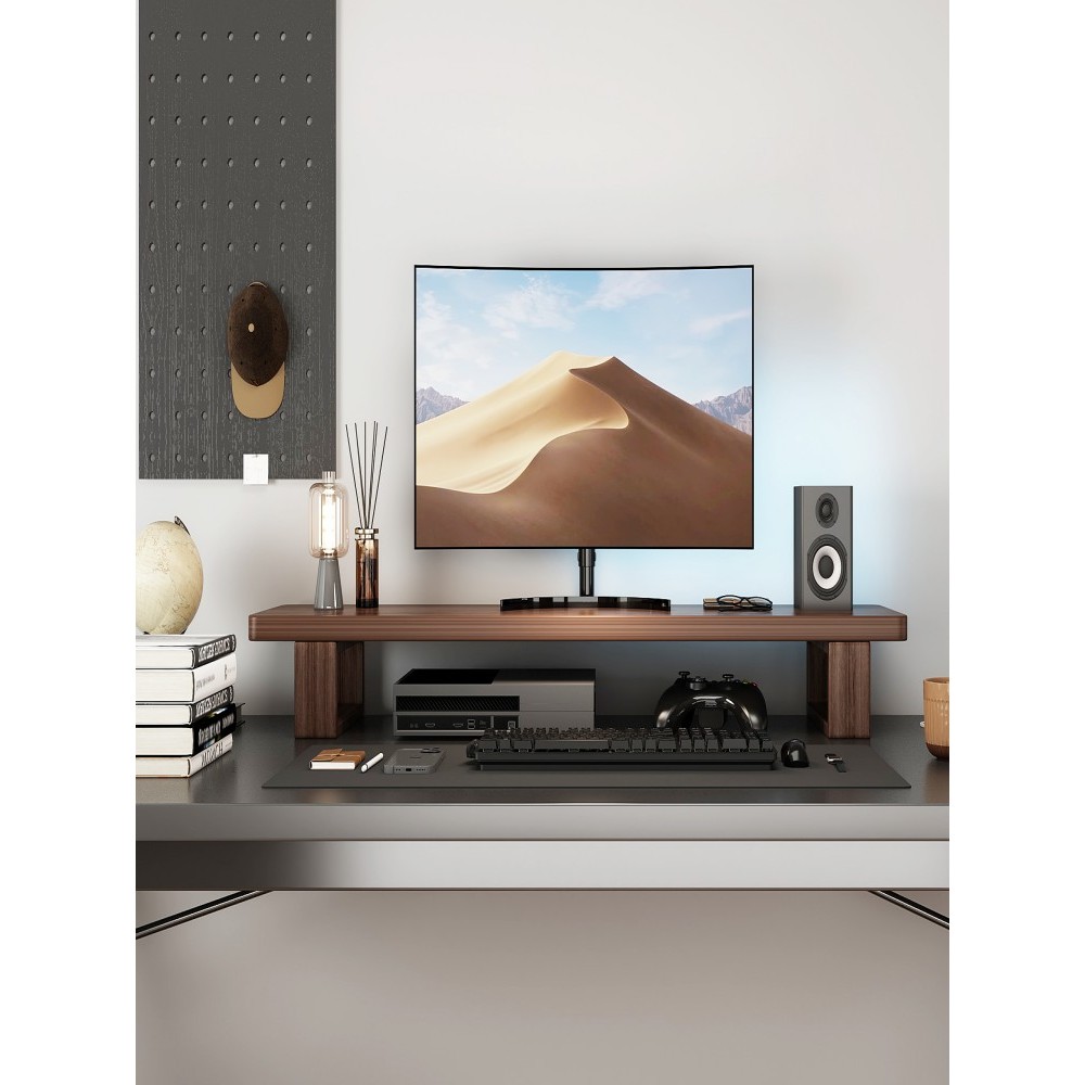 [48H Shipping] Computer Monitor Solid Wood Elevated Rack Desktop Height ...
