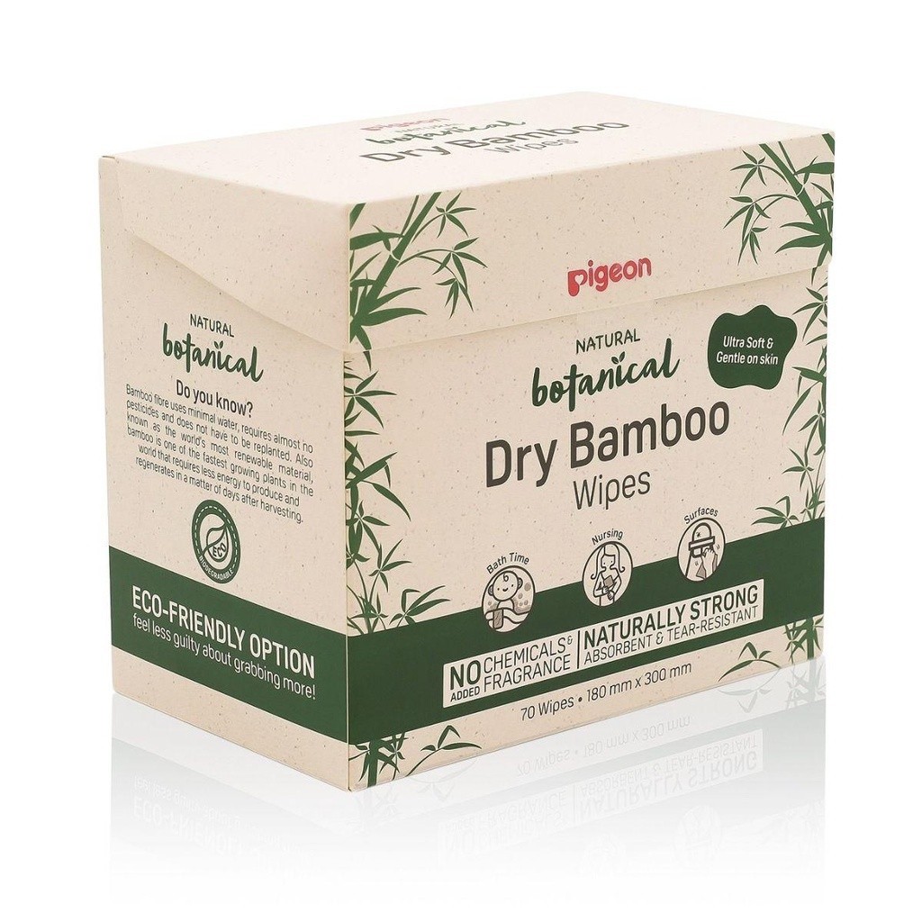 Pigeon Natural Botanical Dry Bamboo Wipes 70S | Shopee Singapore