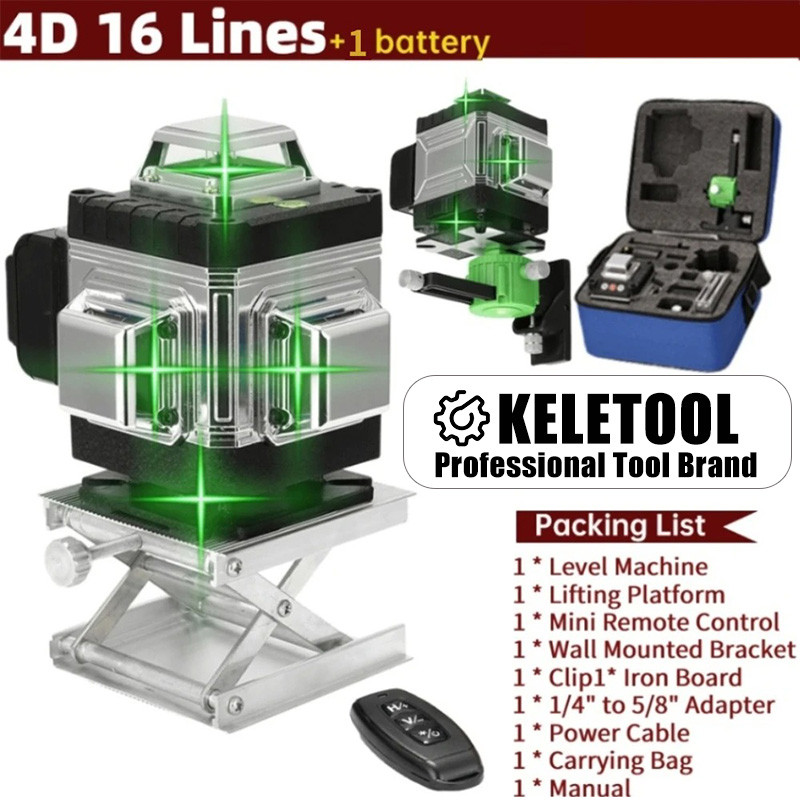 16 Lines Self Leveling Laser Level 4x360° Cross Line Laser with ...