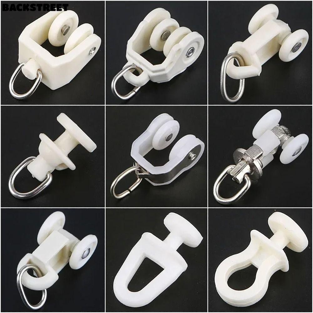BACKSTREET 10Pcs Curtain Wheels Rail, Curtains Hook Ring Slider ...