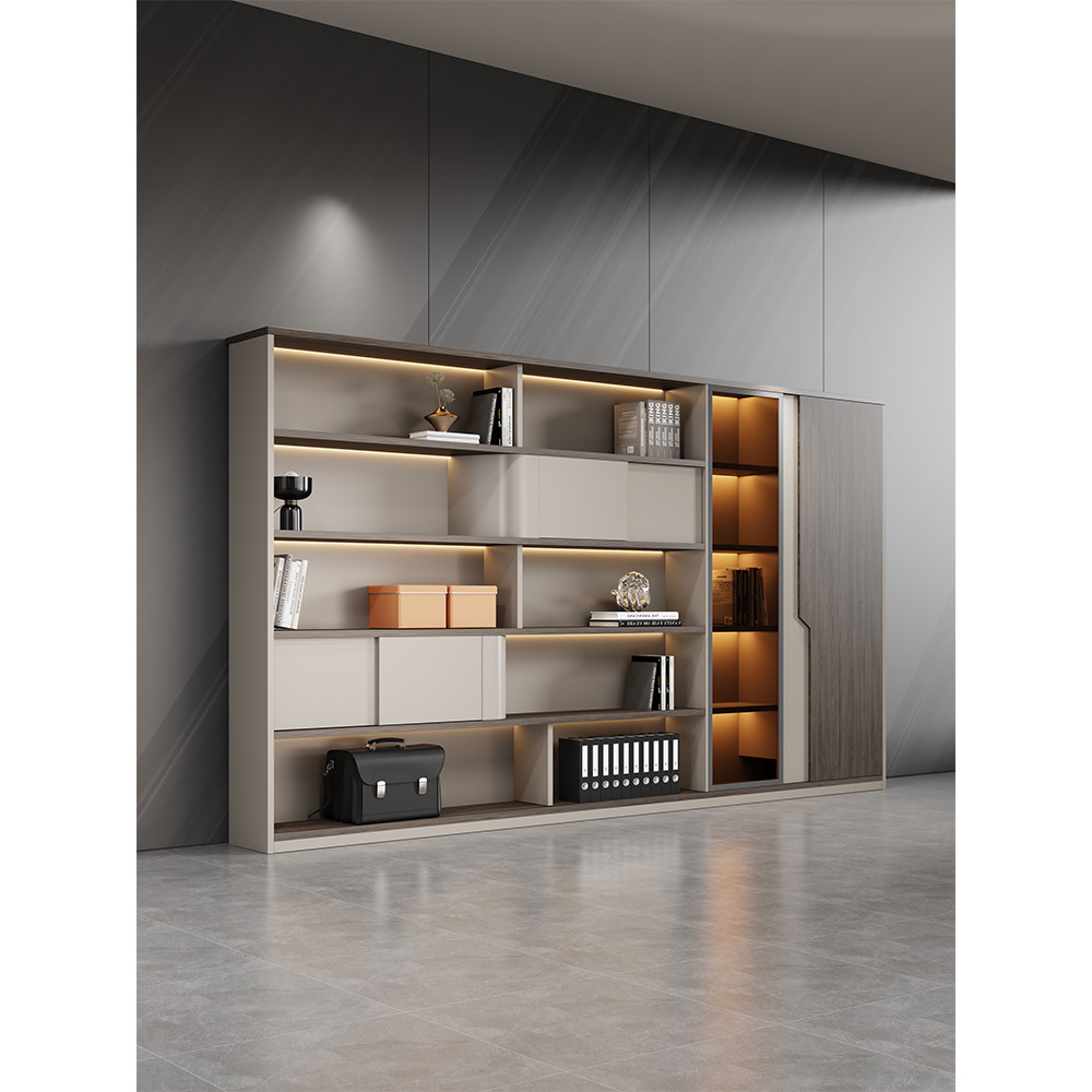 High-end Office File Cabinet Bookshelf Wooden Boss Background Cabinet ...