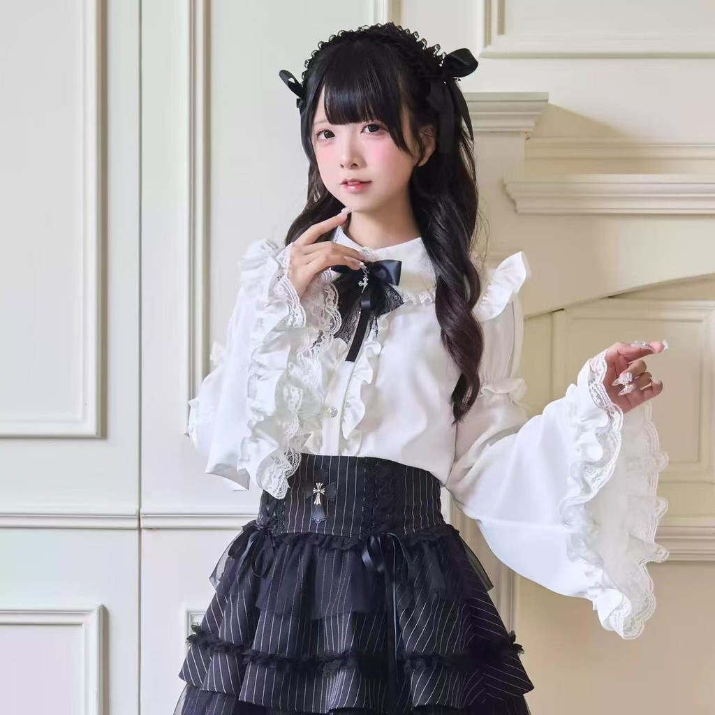 Japanese New Himeki Sleeve Shirt Sweet Cute Bow Top Gothic Lolita ...