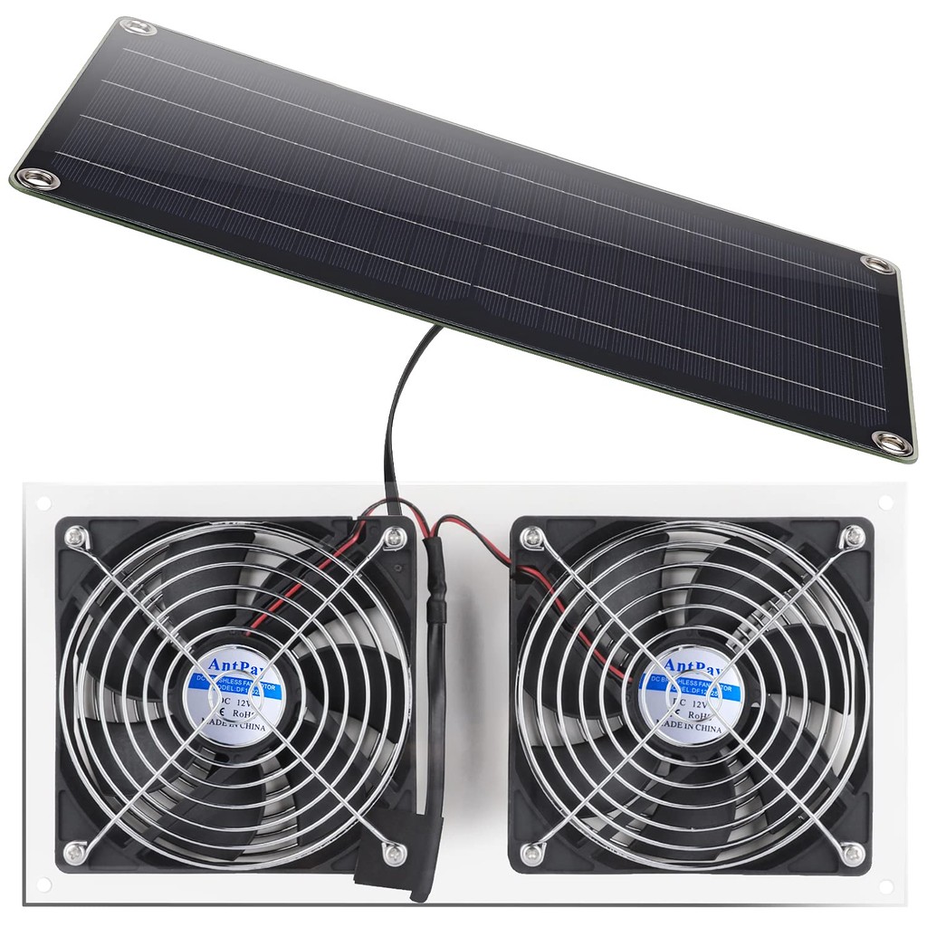 Solar Powered Fan Kit, IPX7 Weatherproof Dual Fan, Solar Exhaust Intake ...