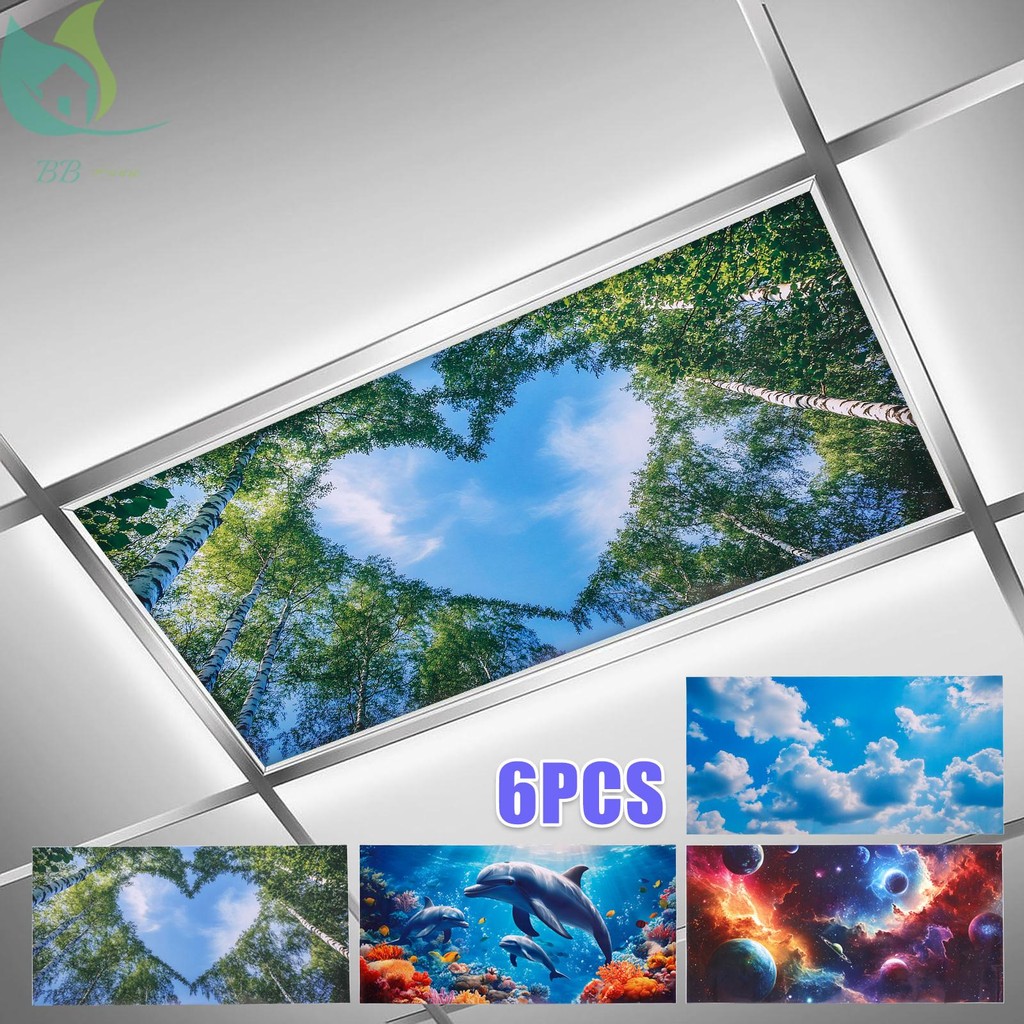 6Pcs Fluorescent Light Covers Adhesive Ceiling Light Covers Ceiling ...