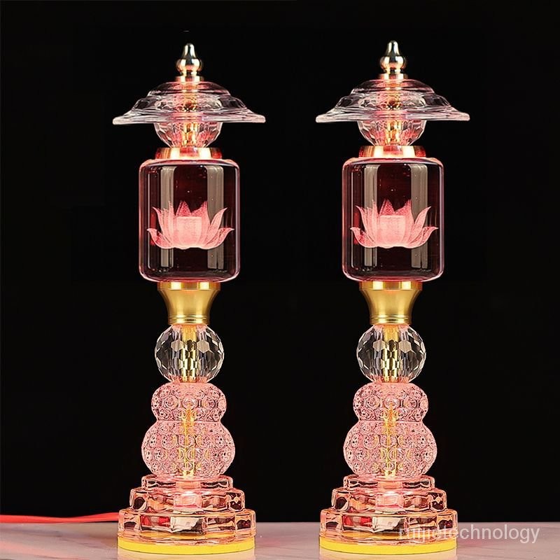 Lotus Lamp2024Pilot Lamp Plug-in led Colorful Crystal Fairy Buddhist ...