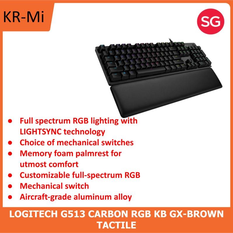 Logitech G513 RGB Mechanical Gaming Keyboard ,USB Passthrough - Brown ...