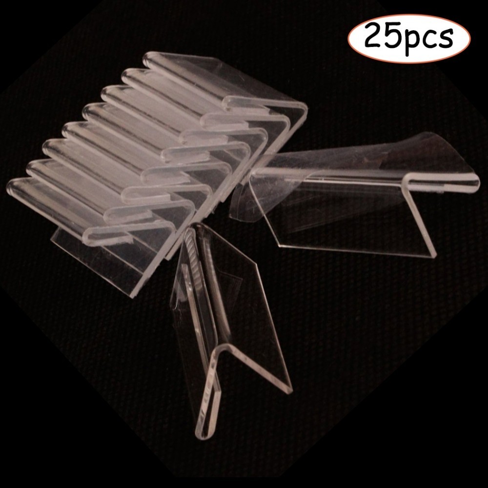 25X Mini Acrylic Price Tag Label Name Tag Display Holder Stands Show ...