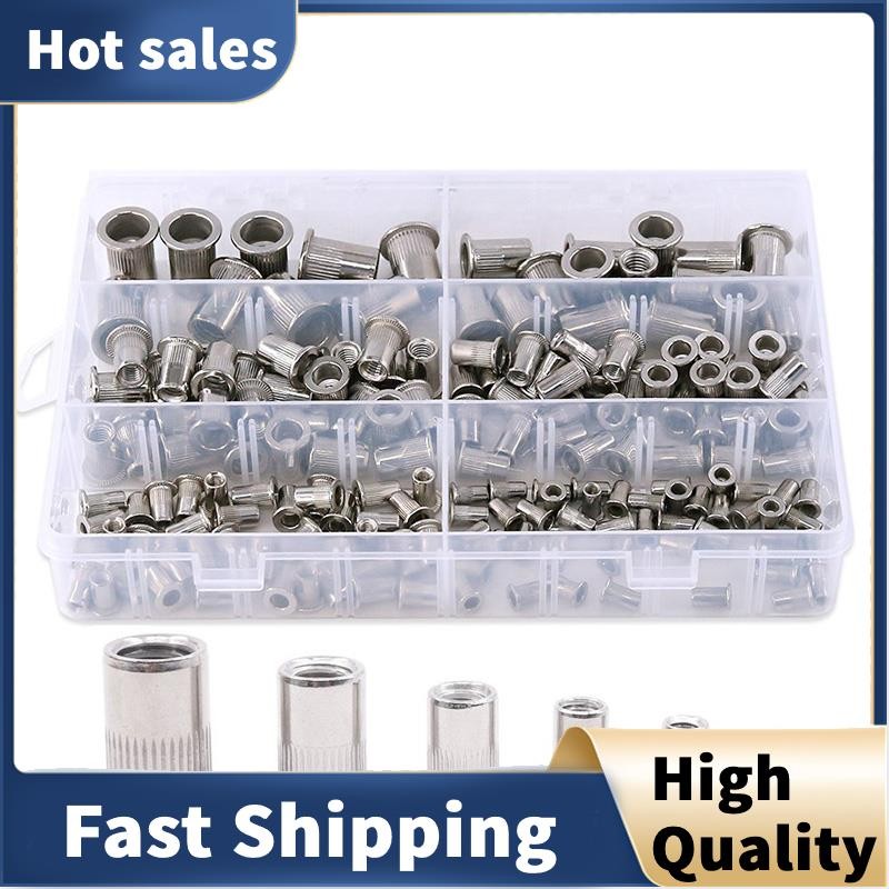 304 Stainless Steel Flat Head Threaded Rivet Nut Insert Nutsert Rivet ...