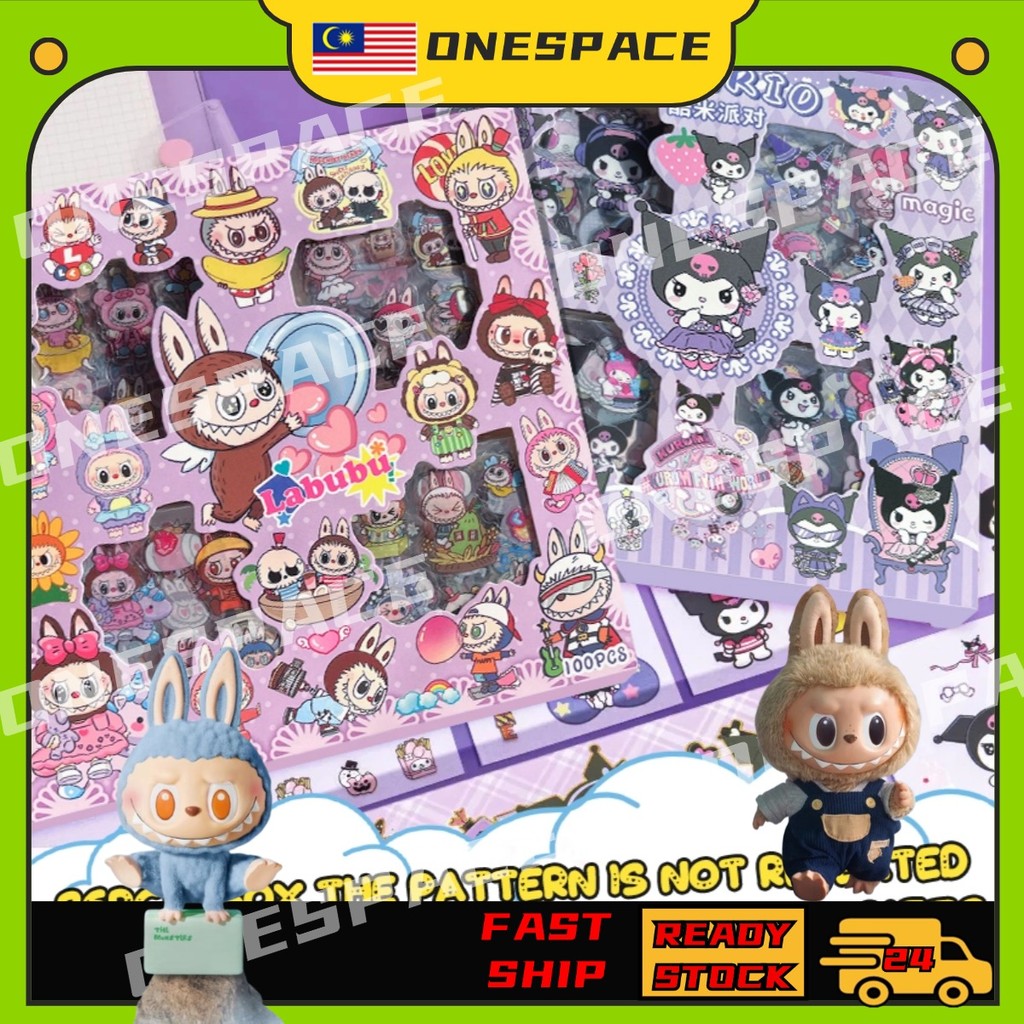 Sanrio Kuromi Labubu Sticker 100pcs Cute Set DIY Box Cartoon ...