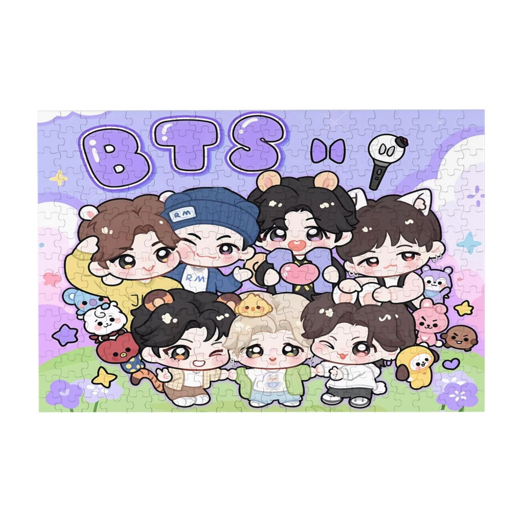BT21 BTS 300-piece wooden puzzle, size 15x10.2 inches, natural wood ...