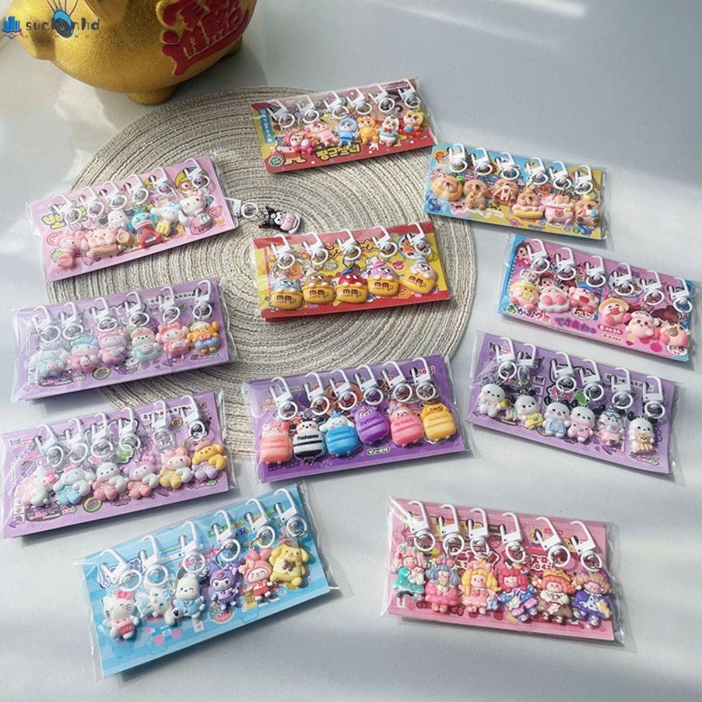 SUCHENHD 6Pcs/set Sanrio Key Chain, Cinnamoroll Hello Kitty Labubu ...