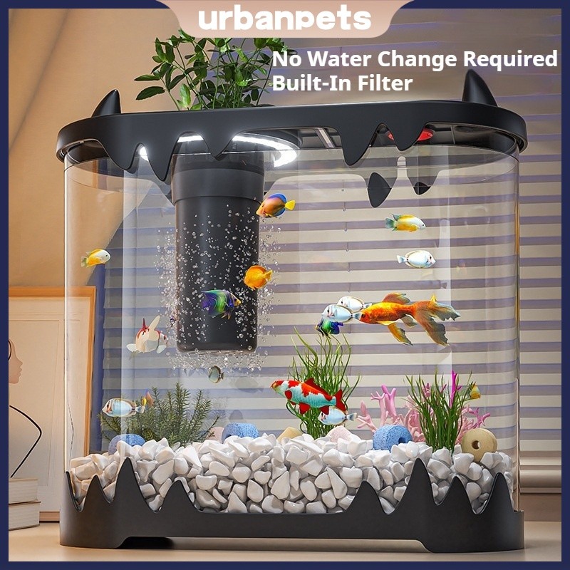Desktop Fish Tank Small Aquarium HD Transparent Plastic Eco-Tank Micro ...