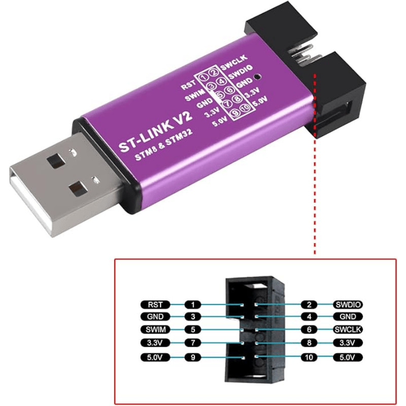 ST-Link V2 Mini Programmer and Simulator - Supports STM8/STM32, Easy ...
