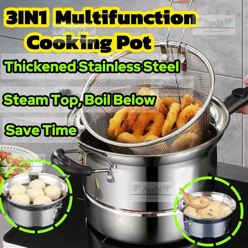 3IN1 Multifunction Stainless Steel Cooking Pot High Quality Cookware ...