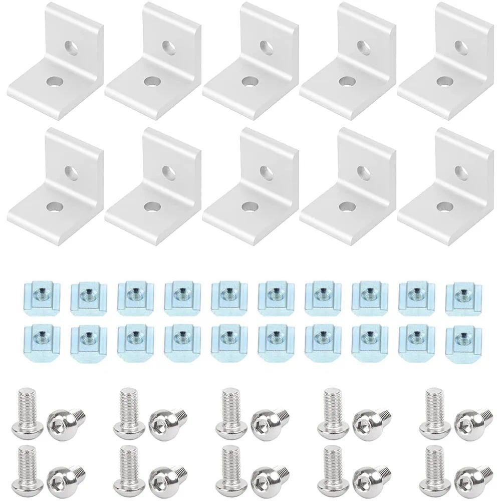 10pcs 2020 2 Holes L Shape Corner Bracket Fitting 90 Degree Connector ...
