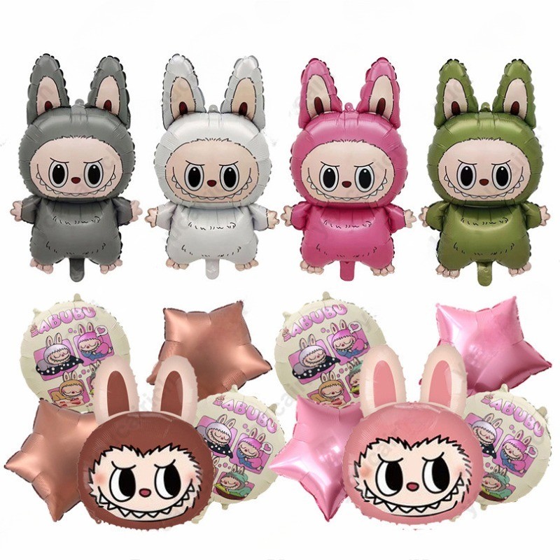 Labubu Balloons Cartoon Kawaii Labubu Figure Foil Ballon Decoration ...