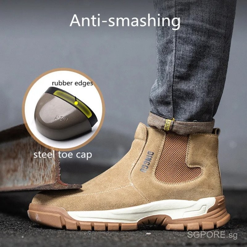 Mens Casual Steel Toe Shoes Safety Boots Cow Suede Leather Welding ...