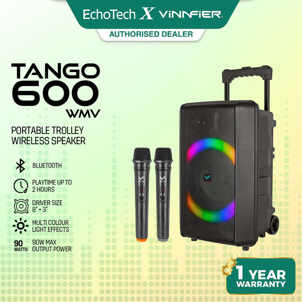 VINNFIER TANGO 600 WMV Portable Trolley Bluetooth Speaker RGB Lights ...