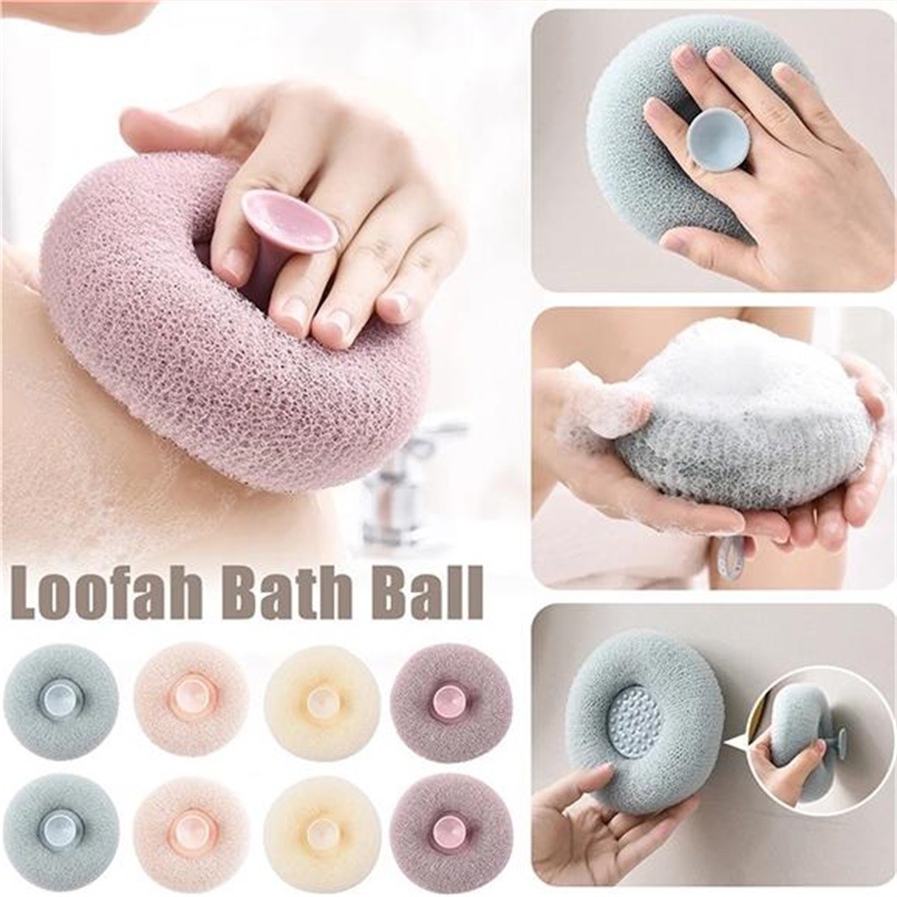 Bathroom Thickened Body Bath Sponge Ball With Suction Cup Rub Bath ...