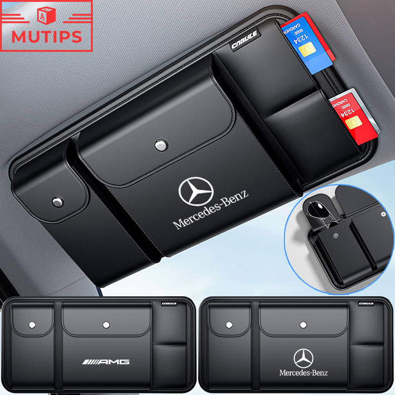 Mercedes Benz Car Sun Visor Storage Bag Multi Function Glasses Clip ...