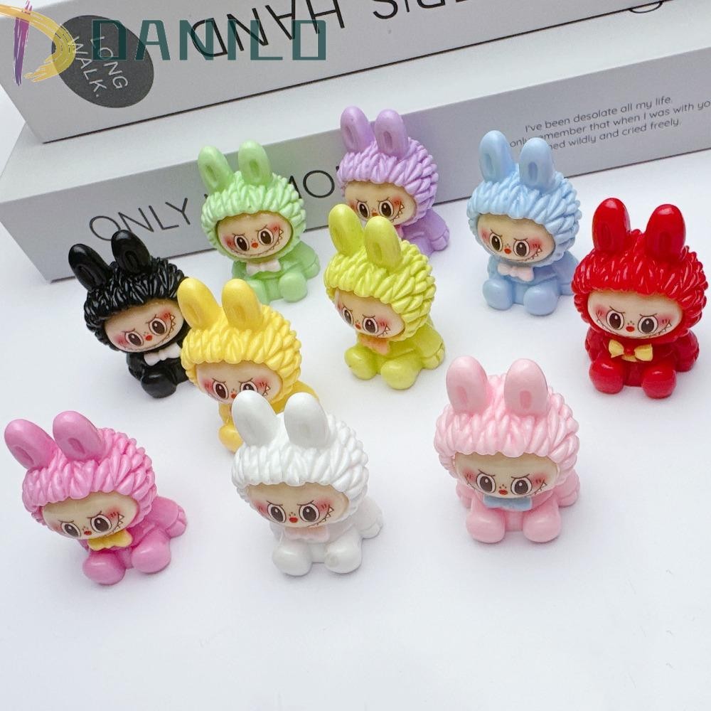DANILO1 10pcs Candy Color Labubu Dolls, Mini 3D Cartoon Resin Labubu ...