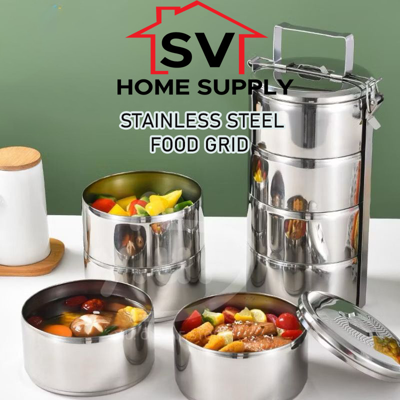 304 Stainless Steel Multilayer Food Grid 2/3/4/5 Layer Food Container ...