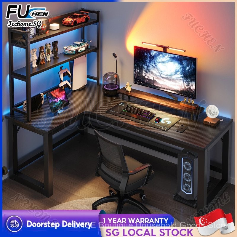 FUCHEN Corner Computer Table Gaming Table Office Table Organizer ...