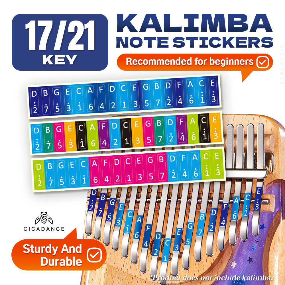 Kalimba Note Sticker for 17/21 Keys Removable Clear Print Recommend for ...