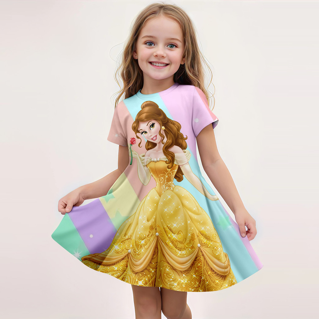Hot Sale Kids Girl Cosplay Belle princess 3D Princess Dress for Girls ...