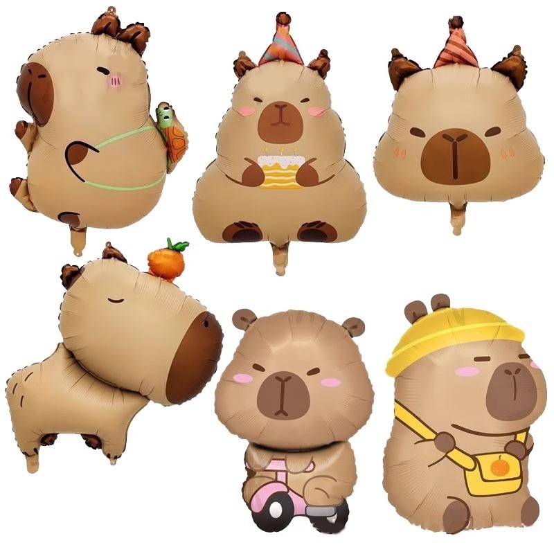 Cartoon Capybara Balloons Birthday Party Decorations Capybara Aluminum ...