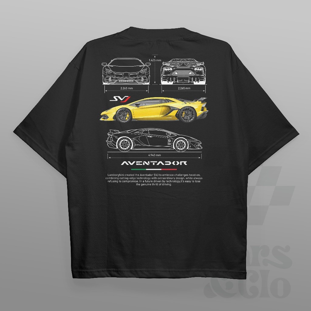 Cars and Clo - Regular Fit Black - Lamborghini Aventador Svj Blueprint ...