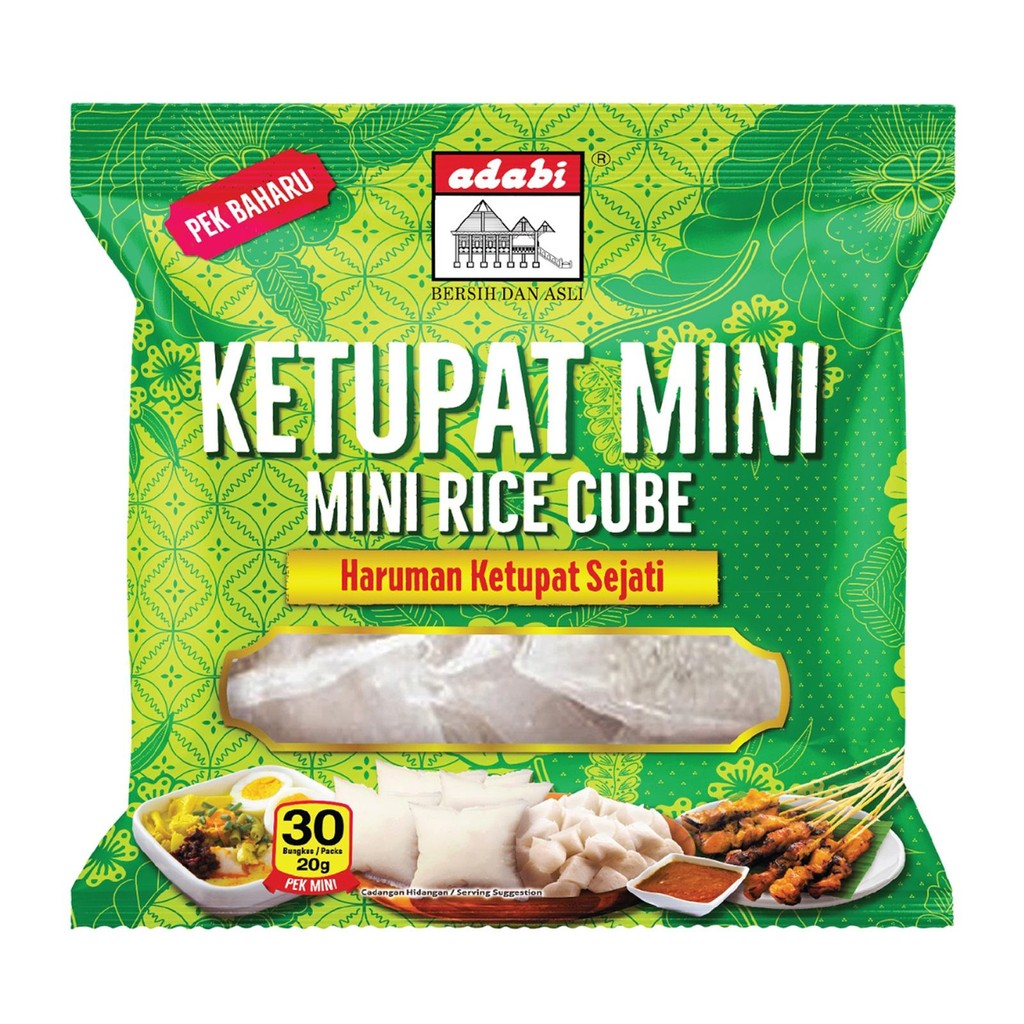 Adabi Mini Ketupat Nasi (Rice Cubes) Pack of 30 (30 x 20g) | Shopee ...