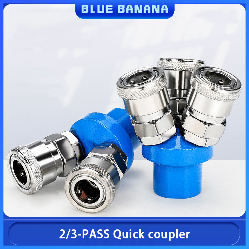 1/4" Air Compressor Quick Connector 2/3 Way Air Compressor Manifold ...